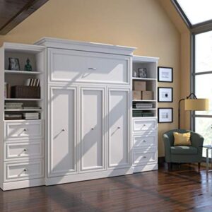 Bestar Versatile Queen Murphy Bed and 2 Shelving Units with Drawers (115W) in White