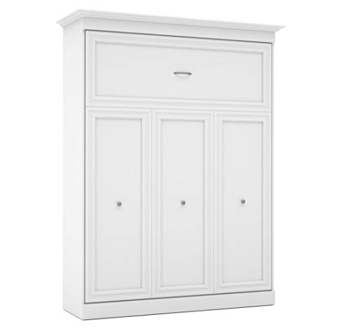 Bestar Versatile Queen Murphy Bed and 2 Shelving Units with Drawers (115W) in White