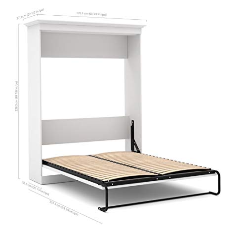 Bestar Versatile Queen Murphy Bed and 2 Shelving Units with Drawers (115W) in White