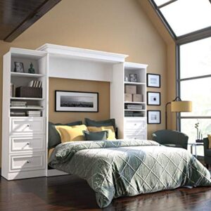 Bestar Versatile Queen Murphy Bed and 2 Shelving Units with Drawers (115W) in White