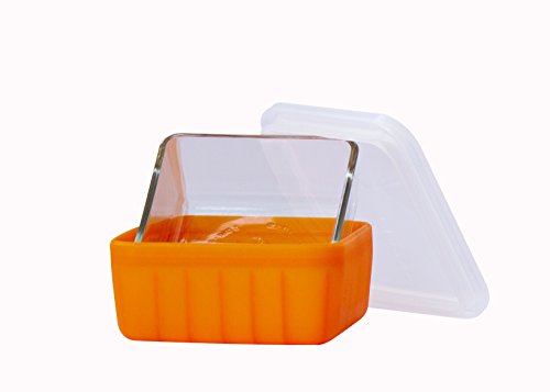 Frego Award-Winning Plastic-Free Glass and Silicone Food Container | 4 Cups | Orange