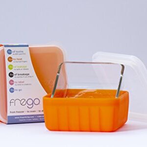 Frego Award-Winning Plastic-Free Glass and Silicone Food Container | 4 Cups | Orange