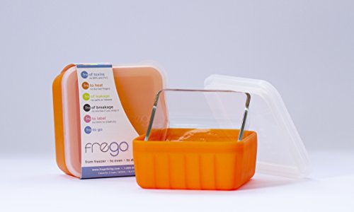 Frego Award-Winning Plastic-Free Glass and Silicone Food Container | 4 Cups | Orange