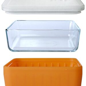 Frego Award-Winning Plastic-Free Glass and Silicone Food Container | 4 Cups | Orange