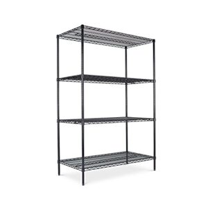 alera sw504824bl industrial heavy-duty wire shelving starter kit, 4-shelf, 48w x 24d x 72h, black