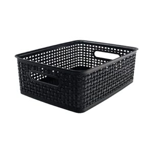 advantus weave design plastic medium bin, 13.75"l by 10.5"w by 4.625"h, black