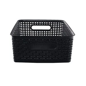 Advantus Weave Design Plastic Medium Bin, 13.75"L by 10.5"W by 4.625"H, Black