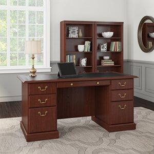 Saratoga Executive Desk and Two 5 Shelf Bookcases in Harvest Cherry