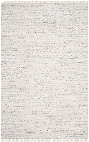 SAFAVIEH Rag Rug Collection Area Rug - 6' x 9', Ivory & Multi, Handmade Boho Stripe Cotton, Ideal for High Traffic Areas in Living Room, Bedroom (RAR121G)