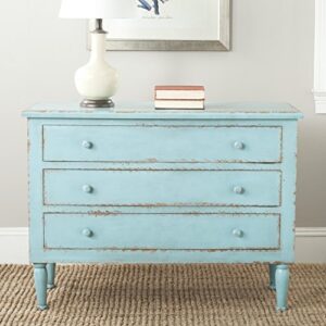 safavieh american homes collection tablet distressed blue 3 drawer chest