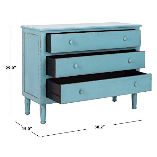 Safavieh American Homes Collection Tablet Distressed Blue 3 Drawer Chest