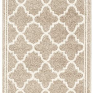 SAFAVIEH Amherst Collection Runner Rug - 2'3" x 7', Wheat & Beige, Moroccan Trellis Design, Non-Shedding & Easy Care, Ideal for High Traffic Areas in Living Room, Bedroom (AMT422S)