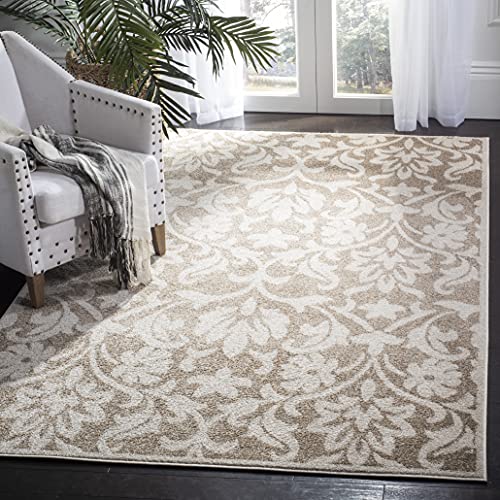 SAFAVIEH Amherst Collection Accent Rug - 3' x 5', Wheat & Beige, Floral Design, Non-Shedding & Easy Care, Ideal for High Traffic Areas in Entryway, Living Room, Bedroom (AMT424S)