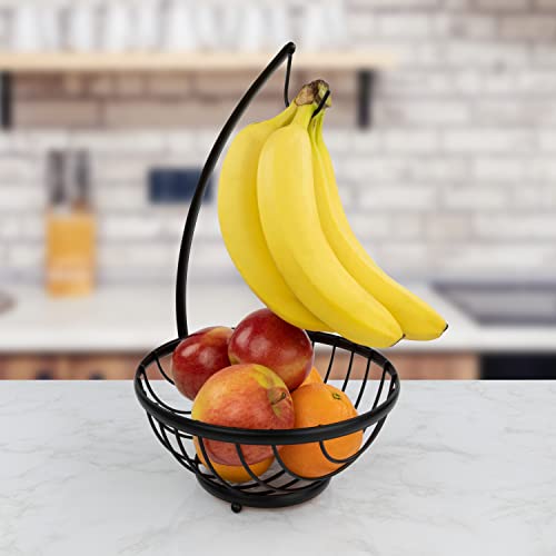 Spectrum Diversified Ashley Fruit Bowl with Banana Holder, Small, Black