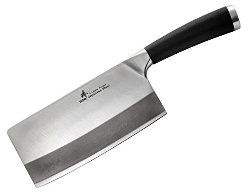 ZHEN Japanese VG-10 3-Layer Forged High Carbon Stainless Steel Medium Duty Cleaver Chef Butcher Chopping Knife (Bone Chopper), 6.5-inch, TPR Handle