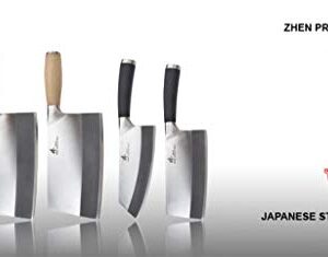 ZHEN Japanese VG-10 3-Layer Forged High Carbon Stainless Steel Medium Duty Cleaver Chef Butcher Chopping Knife (Bone Chopper), 6.5-inch, TPR Handle