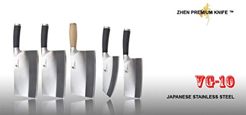 ZHEN Japanese VG-10 3-Layer Forged High Carbon Stainless Steel Medium Duty Cleaver Chef Butcher Chopping Knife (Bone Chopper), 6.5-inch, TPR Handle