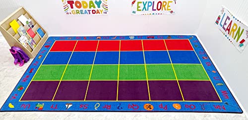 KidCarpet.com ABC Rainbow Seating Classroom Rug with 24 Seats, 7'6" x 12' Rectangle