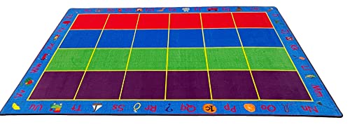 KidCarpet.com ABC Rainbow Seating Classroom Rug with 24 Seats, 7'6" x 12' Rectangle