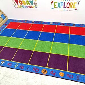 KidCarpet.com ABC Rainbow Seating Classroom Rug with 24 Seats, 7'6" x 12' Rectangle