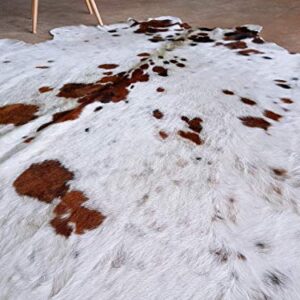 ecowhides White Tricolor Brazilian Cowhide Area Rug, Cowskin Leather Hide for Home Living Room (XL) 7 x 6 ft