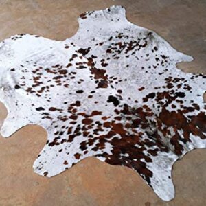 ecowhides White Tricolor Brazilian Cowhide Area Rug, Cowskin Leather Hide for Home Living Room (XL) 7 x 6 ft