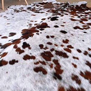 ecowhides White Tricolor Brazilian Cowhide Area Rug, Cowskin Leather Hide for Home Living Room (XL) 7 x 6 ft