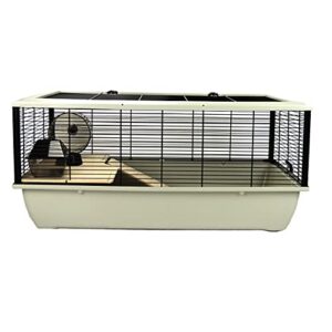 Little Friends Grosvenor Rat and Hamster Cage with Wooden Shelf and Ladder, Large, 77 x 47 x 36 cm, Silver/ Black