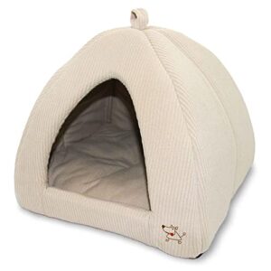 Pet Tent-Soft Bed for Dog and Cat by Best Pet Supplies - Beige Corduroy, 16" x 16" x H:14"