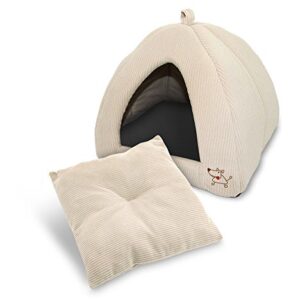 Pet Tent-Soft Bed for Dog and Cat by Best Pet Supplies - Beige Corduroy, 16" x 16" x H:14"