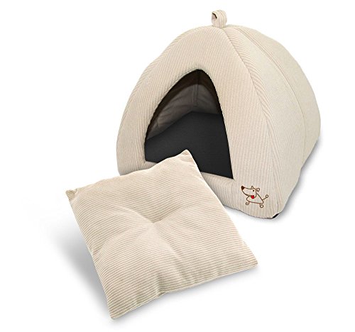 Pet Tent-Soft Bed for Dog and Cat by Best Pet Supplies - Beige Corduroy, 16" x 16" x H:14"