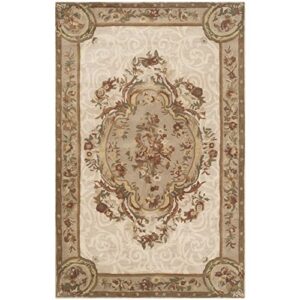 SAFAVIEH Empire Collection 9'6" x 13'6" Ivory / Light Grey EM414C Handmade Traditional European Premium Wool Area Rug