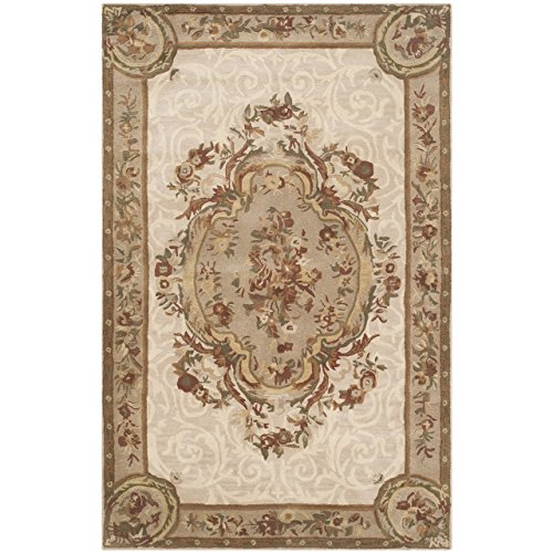 SAFAVIEH Empire Collection 9'6" x 13'6" Ivory / Light Grey EM414C Handmade Traditional European Premium Wool Area Rug