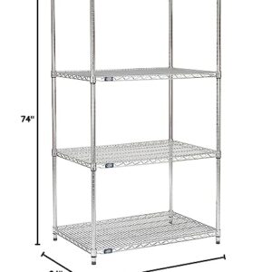 Nexel 21" x 24" x 74", 4 Tier Adjustable Wire Shelving Unit, NSF Listed Commercial Storage Rack, Chrome Finish, leveling feet