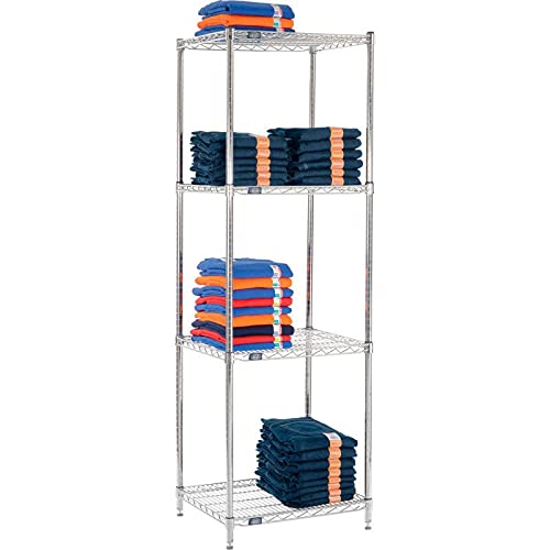 Nexel 21" x 24" x 74", 4 Tier Adjustable Wire Shelving Unit, NSF Listed Commercial Storage Rack, Chrome Finish, leveling feet