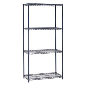 nexel 24487n wire starter shelving unit with 4 shelves, 48" length x 24" width x 74" height, nexelon finish, blue epoxy