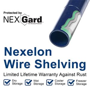 Nexel 24608N Wire Starter Shelving Unit with 4 Shelves, 60" Length x 24" Width x 86" Height, Nexelon Finish, Blue Epoxy