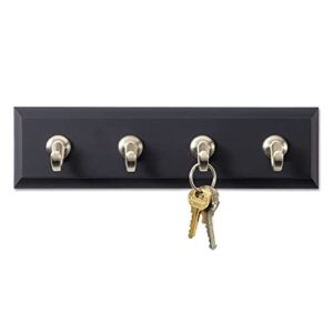 Command 3M Hom18ses Decorative Key Rail, 8W X 1 1/2D X 2 1/8H, Black/Silver, 4 Hooks/Pack