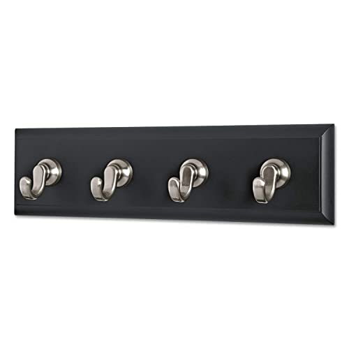 Command 3M Hom18ses Decorative Key Rail, 8W X 1 1/2D X 2 1/8H, Black/Silver, 4 Hooks/Pack