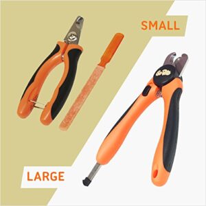 GoPets Pet Nail Clipper for Large Dogs and Cats with Nail File and Quick Sensor Safety Guard, Orange / Black