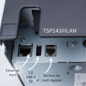 Star Micronics TSP143IIILAN Ethernet (LAN) Thermal Receipt Printer with Auto-Cutter and Internal Power Supply - Gray