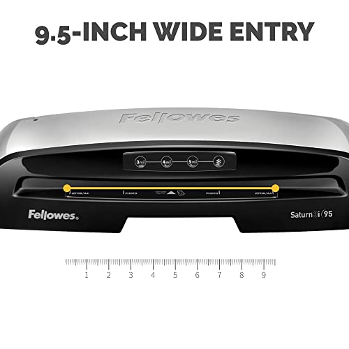 Fellowes Saturn 3i 95 Thermal Laminator Machine for Home or Office with Pouch Starter Kit, 9.5 inch, Fast Warm-Up, Jam-Free Design(5735801)