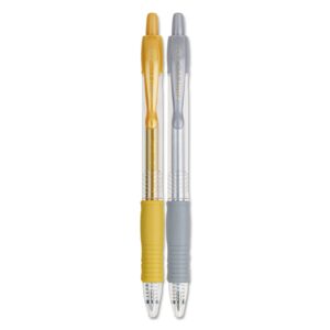 Pilot, G2 Metallics Gel Roller Pens, Fine Point 0.7 mm, Gold & Silver, Pack of 2