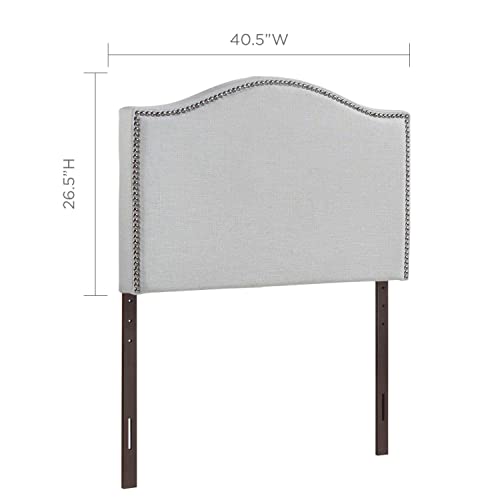 Modway Curl Linen Fabric Upholstered Twin Headboard with Nailhead Trim and Curved Shape, Sky Gray