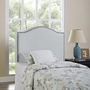 Modway Curl Linen Fabric Upholstered Twin Headboard with Nailhead Trim and Curved Shape, Sky Gray