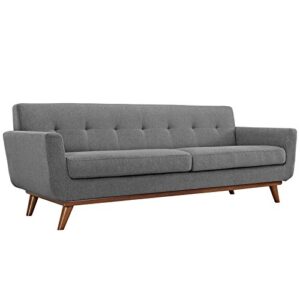 modway engage mid-century modern upholstered fabric sofa in expectation gray