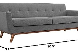 Modway Engage Mid-Century Modern Upholstered Fabric Sofa in Expectation Gray