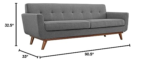 Modway Engage Mid-Century Modern Upholstered Fabric Sofa in Expectation Gray