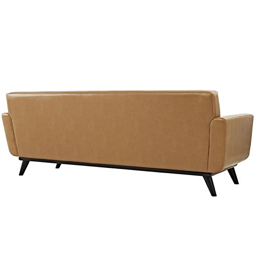 Modway Engage Mid-Century Modern Leather Upholstered Sofa in Tan