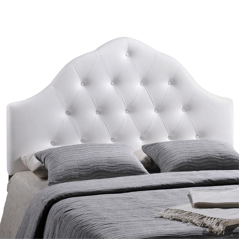 Modway Sovereign Tufted Button Faux Leather Upholstered Full Headboard in White